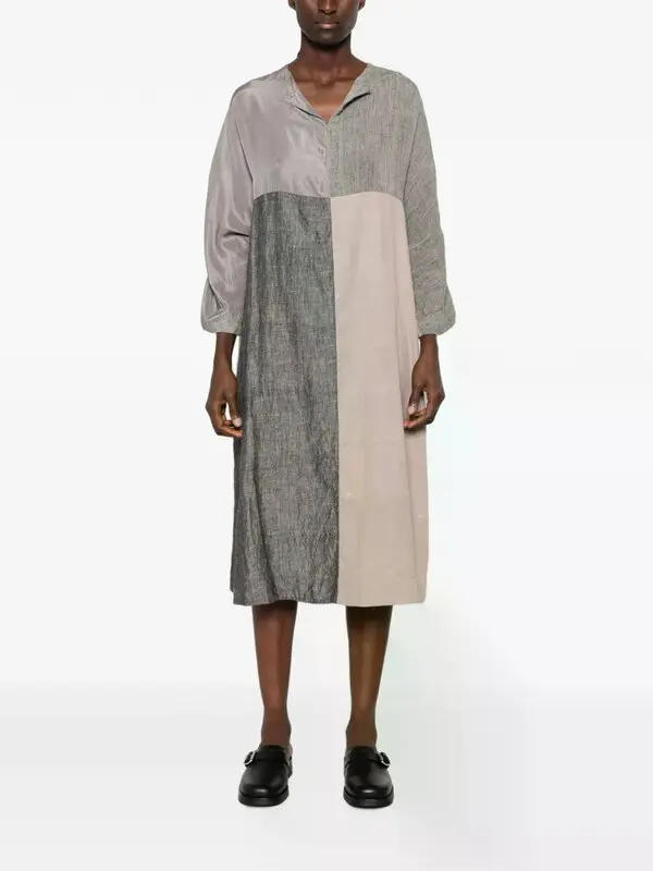 AODRESS Patchwork Long-sleeve Midi Dress