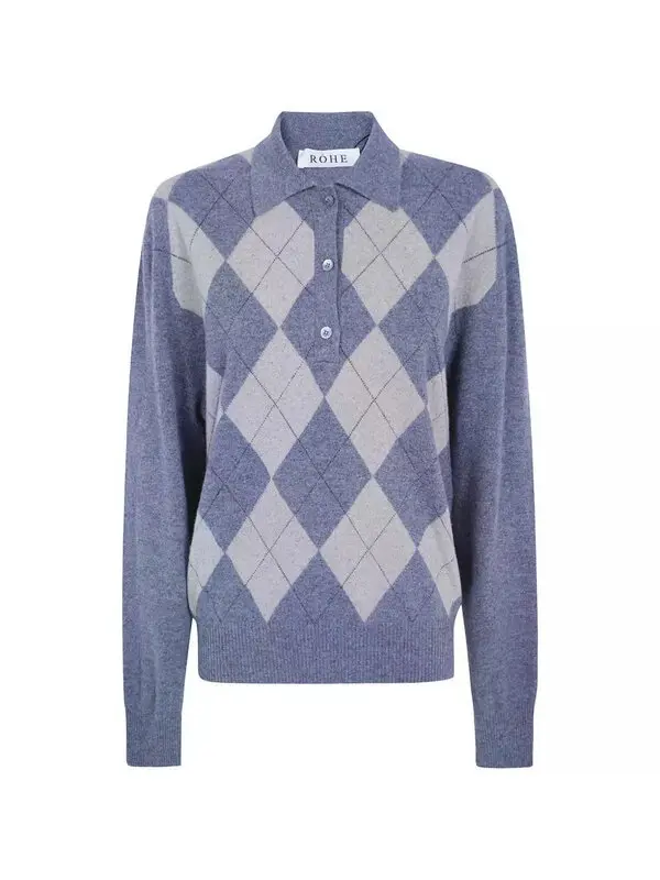 RÓHE Argyle-knit Wool Sweater - Blue