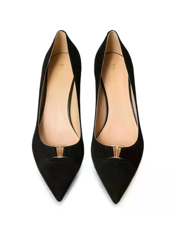 TWINSET Suede Court Shoes With Logo Detail