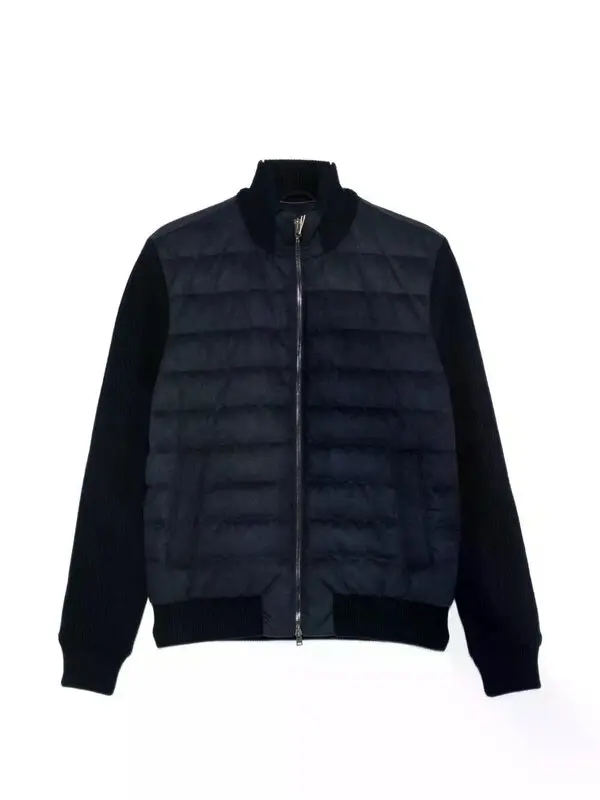 Herno Quilted Ribbed-sleeves Jacket - Blue