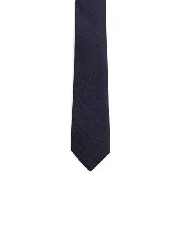 Giorgio Armani Logo-jacquard Silk Neck Tie - Blue