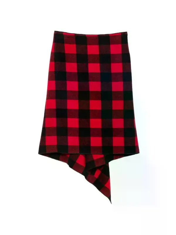 N°21 Checkered Ruffled Midi Skirt
