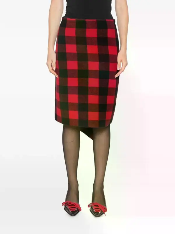 N°21 Checkered Ruffled Midi Skirt
