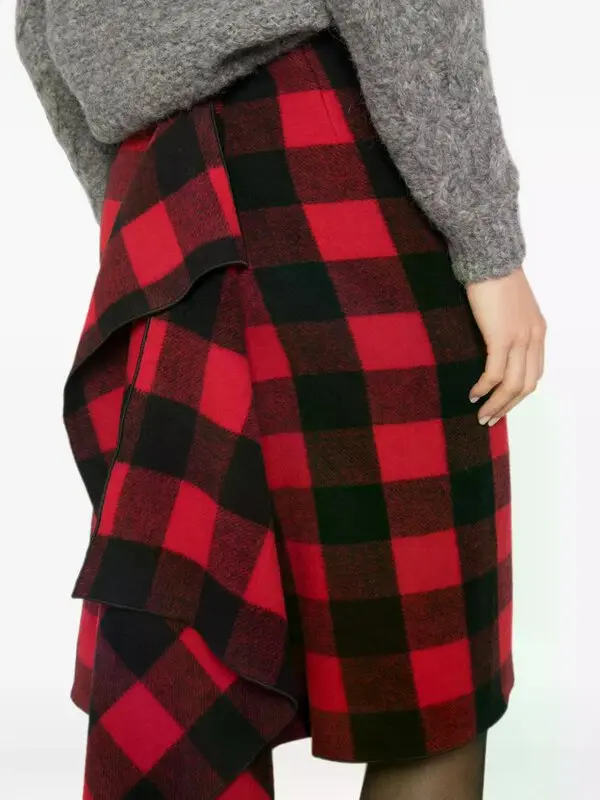 N°21 Checkered Ruffled Midi Skirt