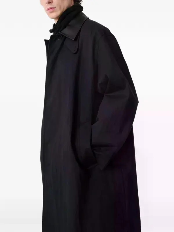 Studio Nicholson Leather-collar Trench Coat - Black