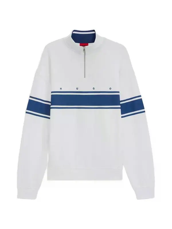 Hugo Stripe-detail Half-zip Sweatshirt - White