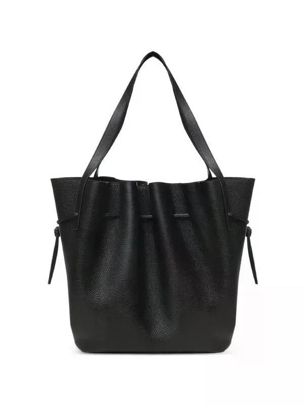 Yuzefi Scallop Pebble-grain Leather Tote Bag - Black