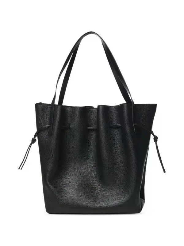 Yuzefi Scallop Pebble-grain Leather Tote Bag - Black