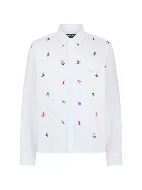 Dsquared2 Skier-embroidered Cotton Shirt - White