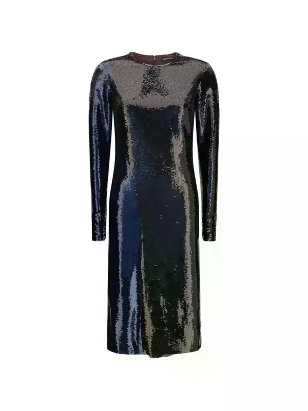 TOM FORD Sequin-embellished Long-sleeve Midi Dress - Blue
