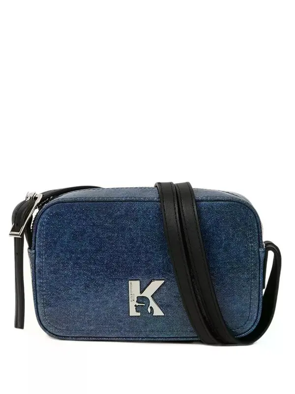 Karl Lagerfeld Logo Plaque Denim Crossbody Bag - Blue