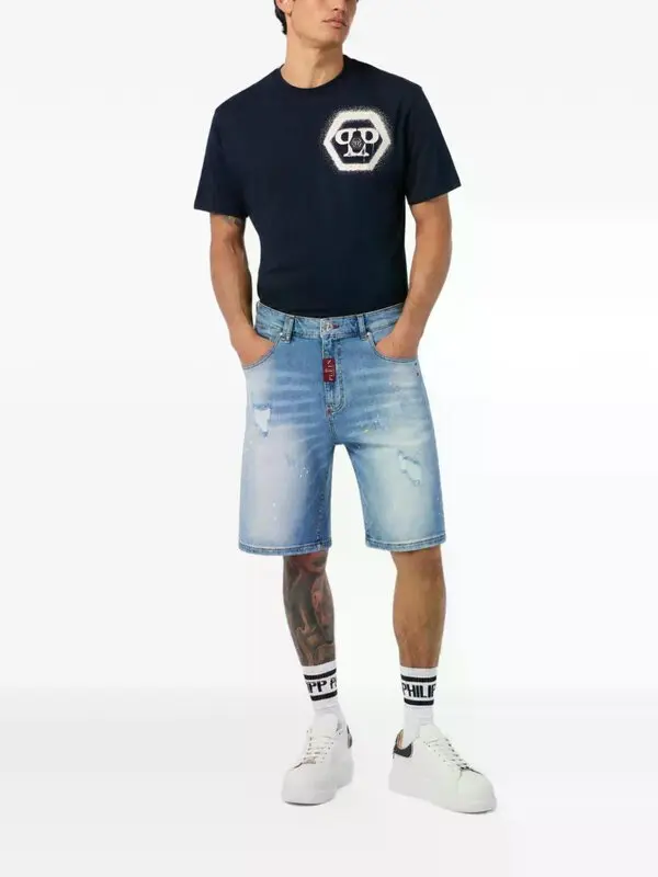 Philipp Plein Paint-splatter Distressed-effect Shorts