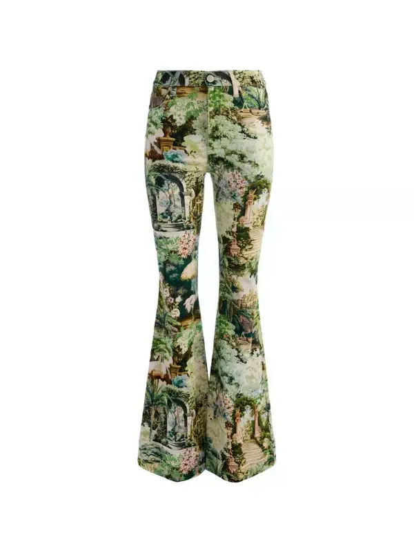 Alice + Olivia Beautiful Printed Flared Trousers - Neutrals