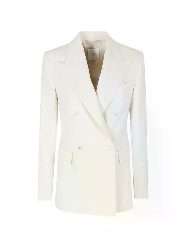 Eleventy Double-breasted Chevron-weave Blazer