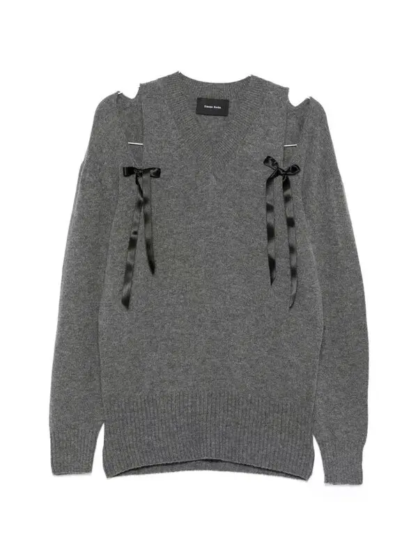 Simone Rocha Bow-embellished Cold-shoulder Sweater