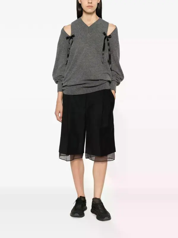 Simone Rocha Bow-embellished Cold-shoulder Sweater