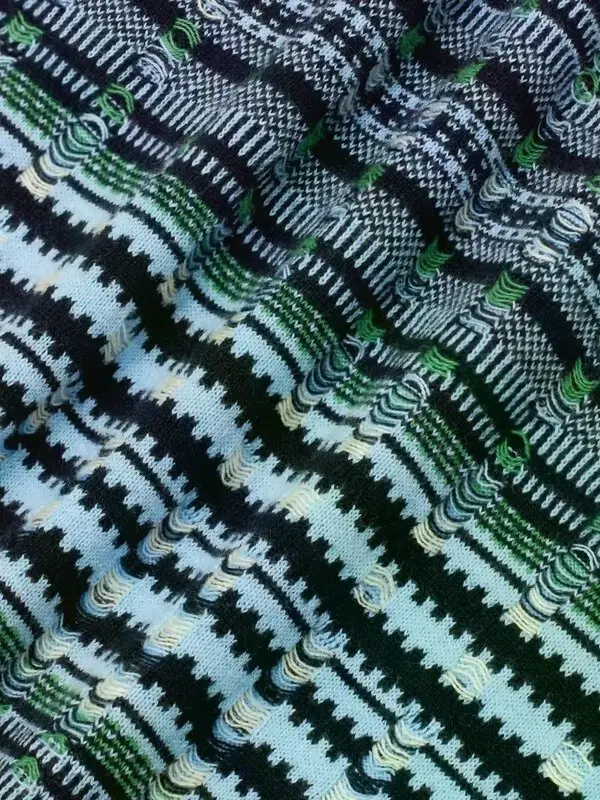 Drole De Monsieur Patterned Intarsia Knit Polo Sweater