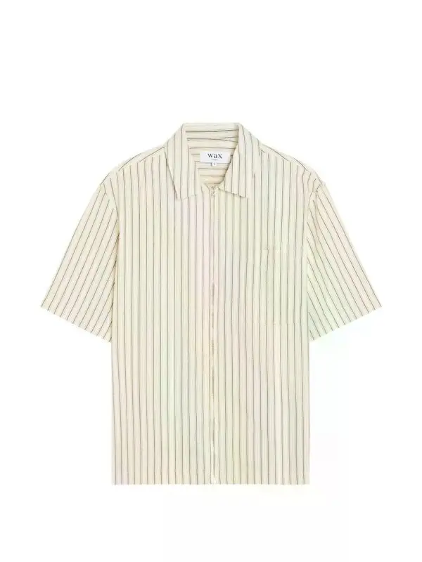 WAX LONDON Striped Zip-up Shirt - Neutrals