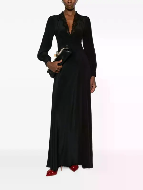 Rixo Lace-trim Long-sleeve Dress - Black
