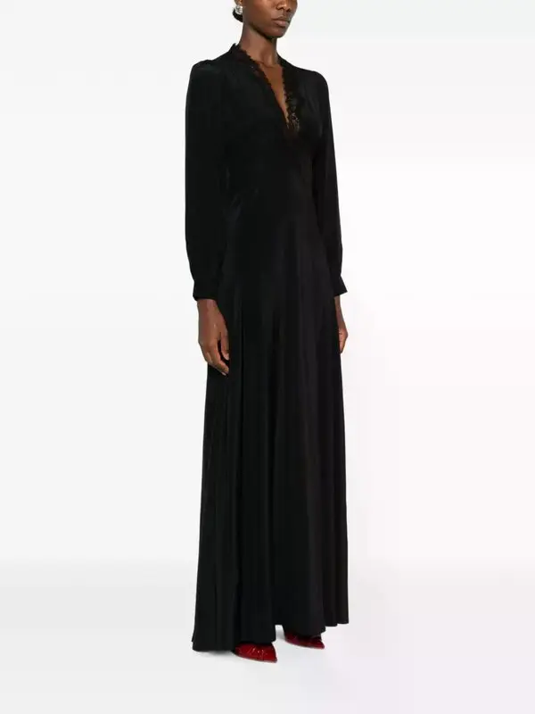 Rixo Lace Trim Long Sleeve Maxi Dress