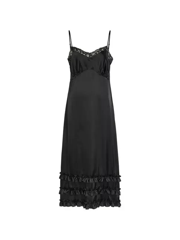 Simone Rocha Lace Trimmed Ruffled Midi Dress - Black
