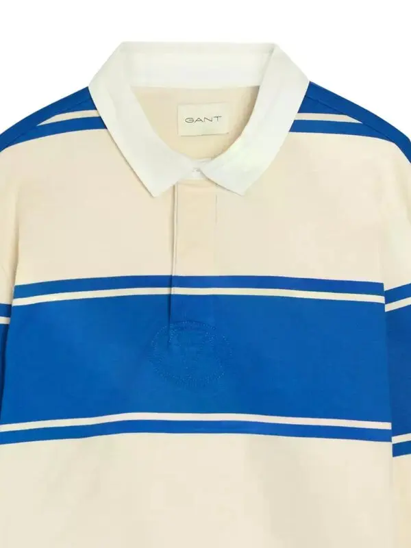 Gant Horizontal-stripe Long-sleeve Polo Shirt - Neutrals