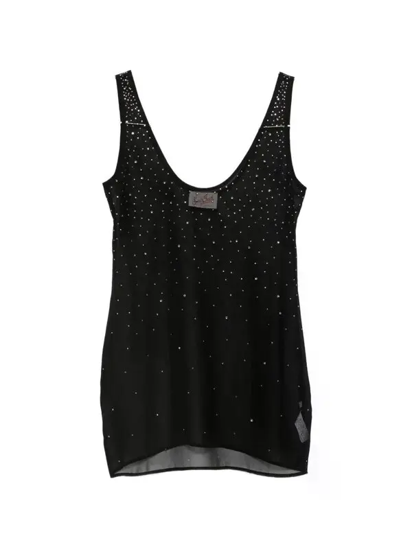 MC2 SAINT BARTH Rhinestone-embellished Sheer Dress - Black