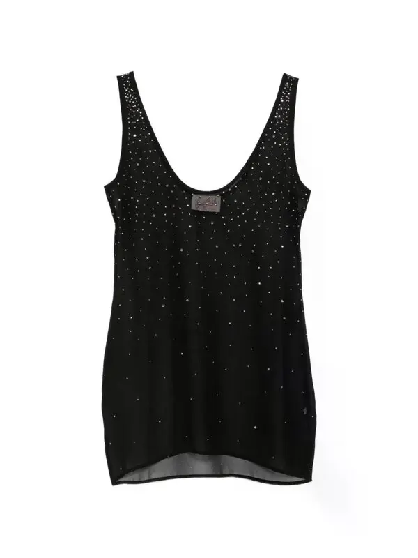 MC2 SAINT BARTH Rhinestone Embellished Sheer Dress - Black
