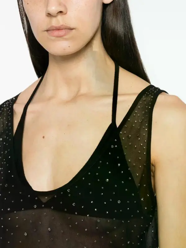 MC2 SAINT BARTH Rhinestone Embellished Sheer Dress