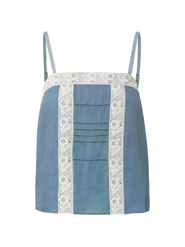 Veronica Beard Olivana Lace-trim Tank Top - Blue