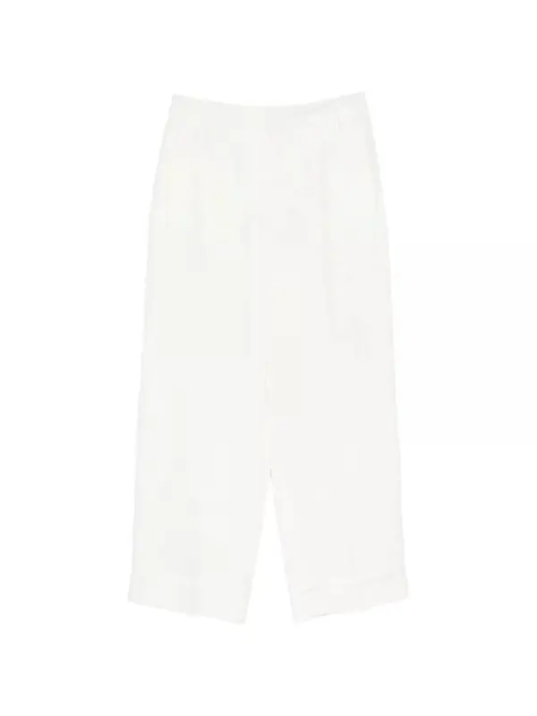 Max Mara Pressed-crease Turned-up Trousers - White