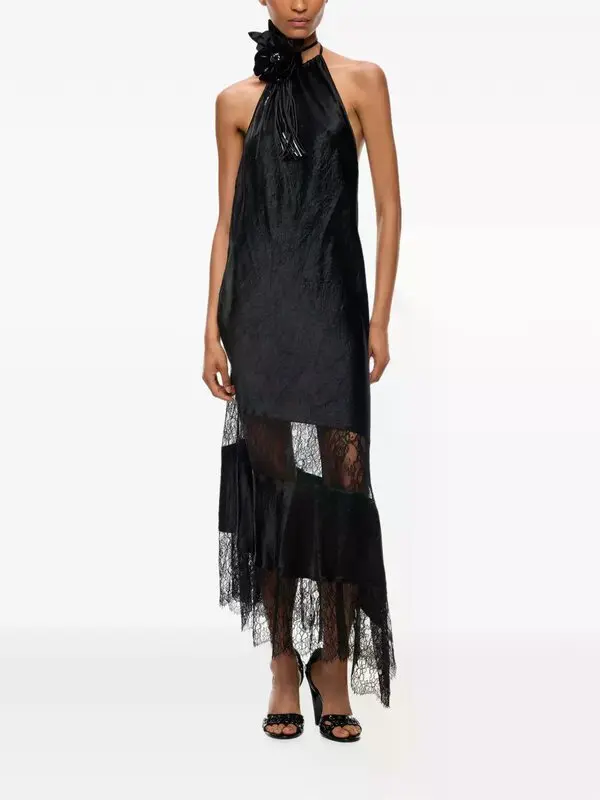Pinko Lace-panelled Halterneck Midi Dress