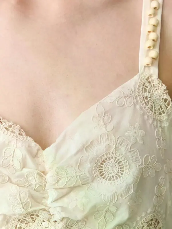 PEDRO DEL HIERRO Cream Embroidered Maxi Dress With Bead Embellished Straps