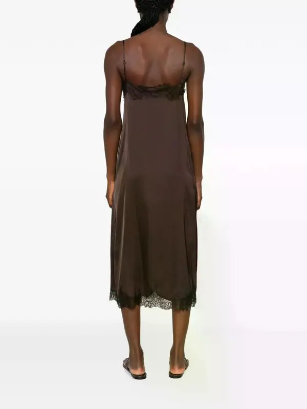 Maje Lace-trim Midi Dress - Brown