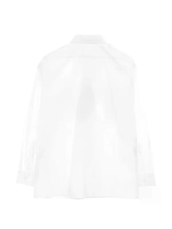 Prada Long-sleeve Shirt With Spread Collar And Chest Flap Pockets - White