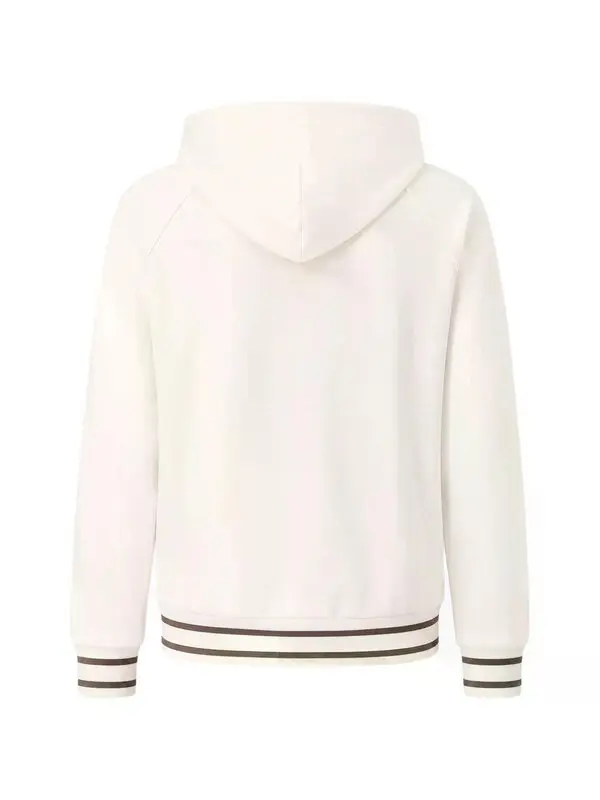 Emporio Armani Striped-trim Zip-up Hoodie - Neutrals