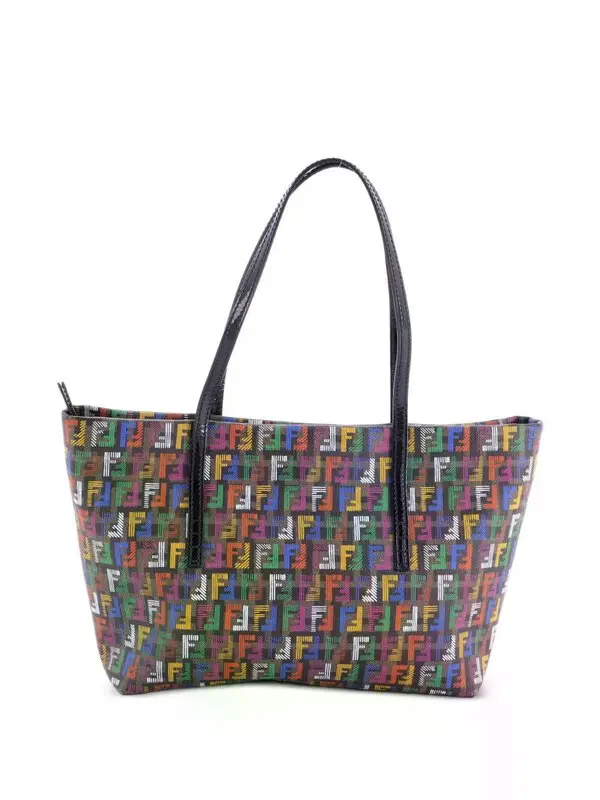 Fendi Roll Zucchino Coated Canvas Small Tote Bag - Brown