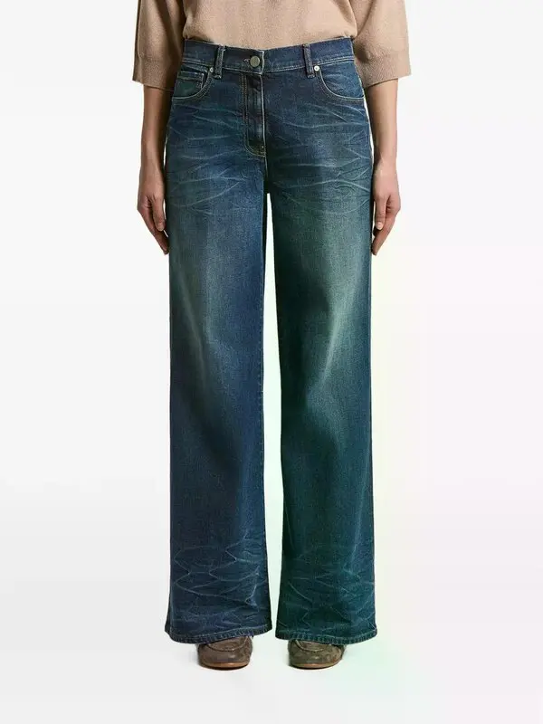 Peserico Whiskered Wide-leg Jeans