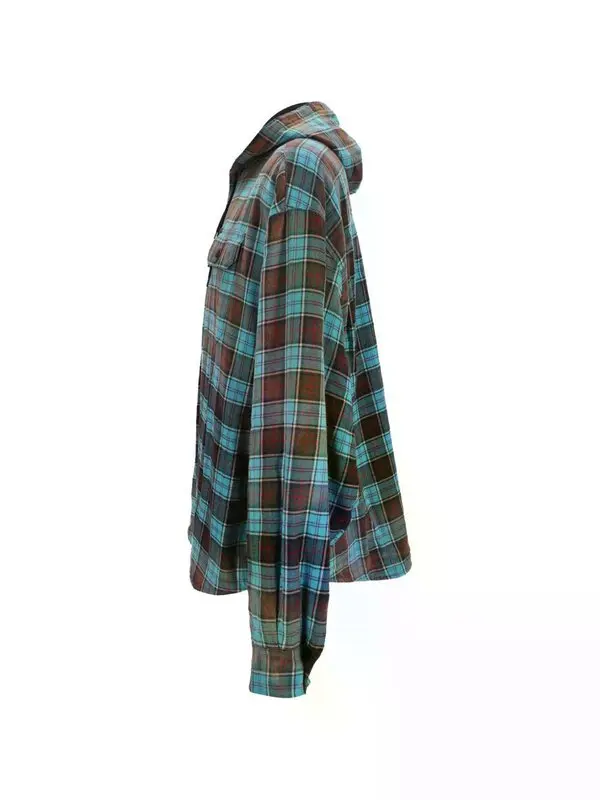 Balenciaga Bleached Plaid Shirt Jacket