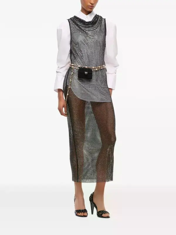 Pinko Crystal-embellished Mesh-knit Midi Dress