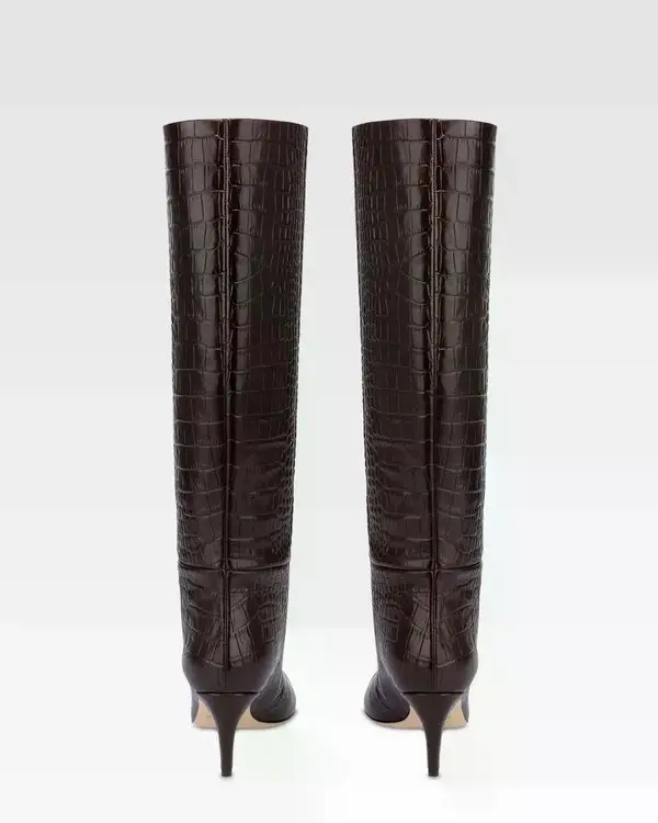 Paris Texas Crocodile-effect Leather Boots