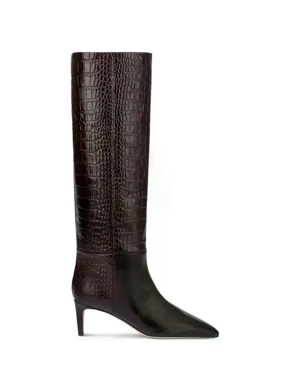 Paris Texas Crocodile-effect Leather Knee High Boots - Brown