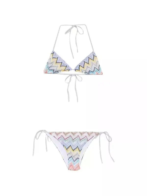 Missoni Zigzag-knit Triangle Bikini - White