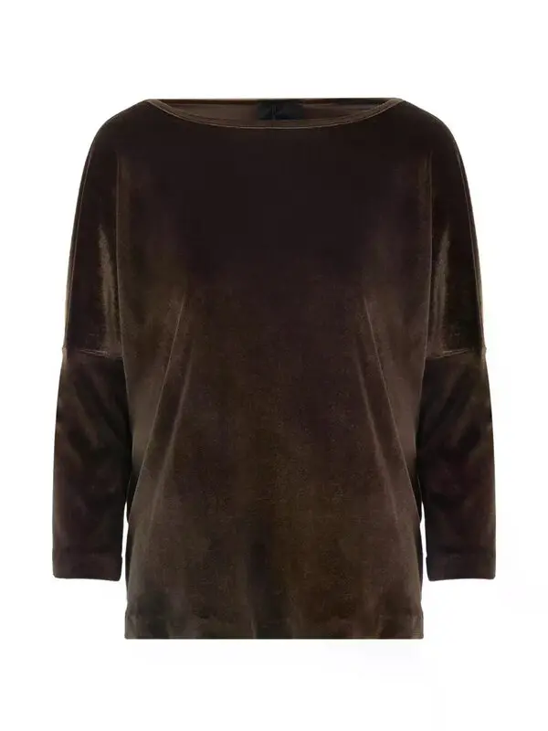 F.IT Velvet-effect Boat-neck Sweater - Brown