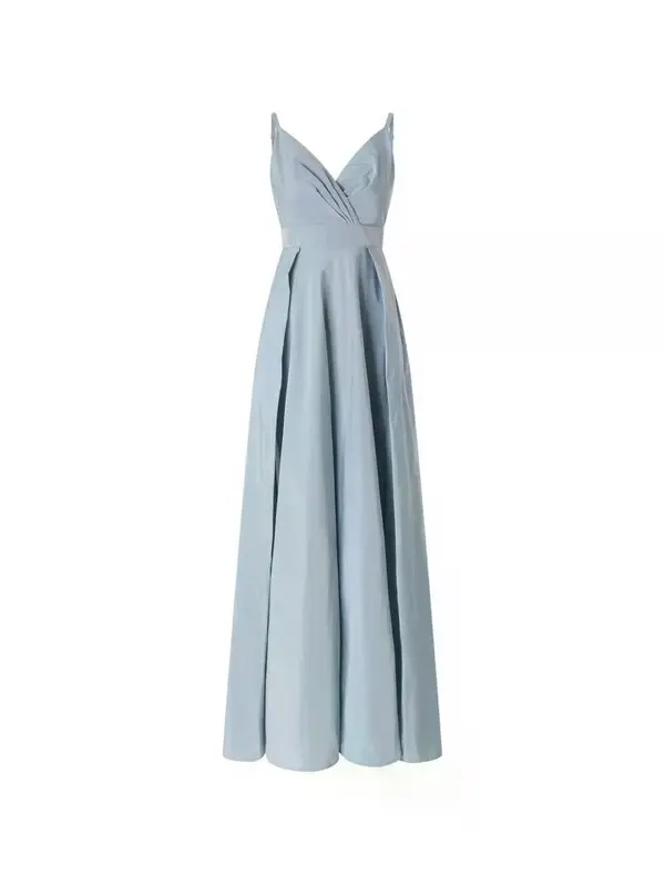 Pinko Long Taffeta Dress With Slit - Blue