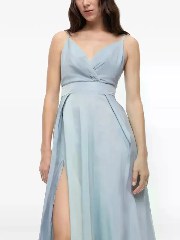 Pinko Long Taffeta Dress With Slit - Blue