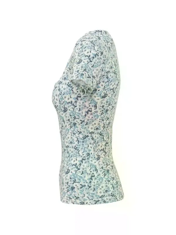 Ralph Lauren Floral Print Square Neck Short Sleeve T-shirt - White