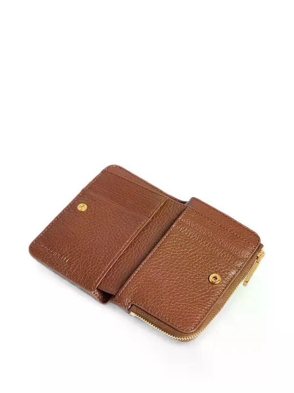 COCCINELLE Small Metallic Floral-embroidered Leather Wallet - Brown