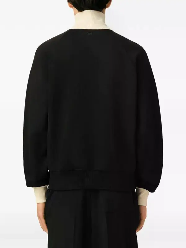 AMI Paris Zipped Cotton Sweatshirt With De Coeur