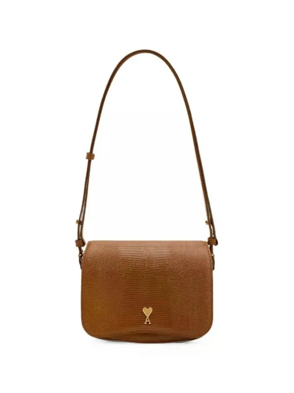 AMI Paris Lizard Embossed Cowhide Leather Paris Paris Bag - Brown